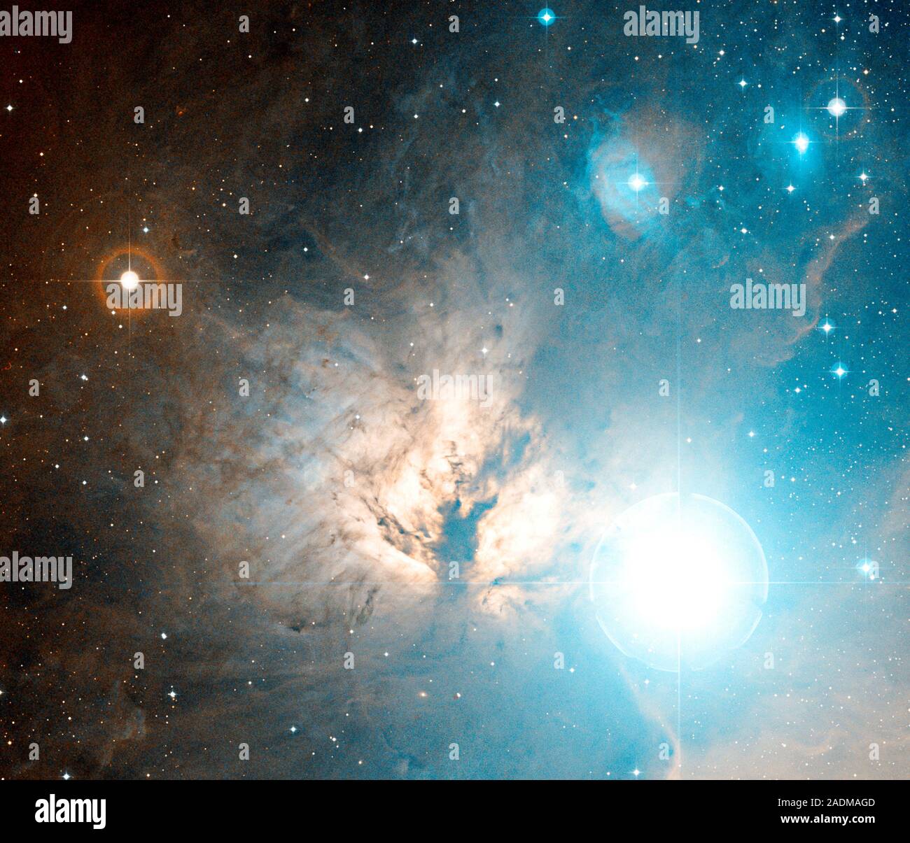 Flame nebula, optical image. The flame shape is caused by a dark nebula ...