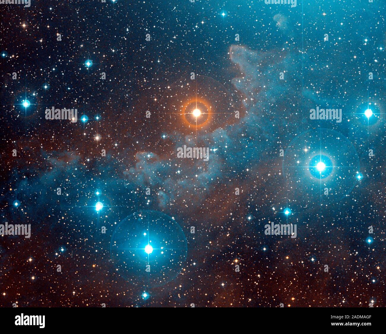 Alnilam nebula (NGC 1990), optical image. North is at left. The Alnilam ...