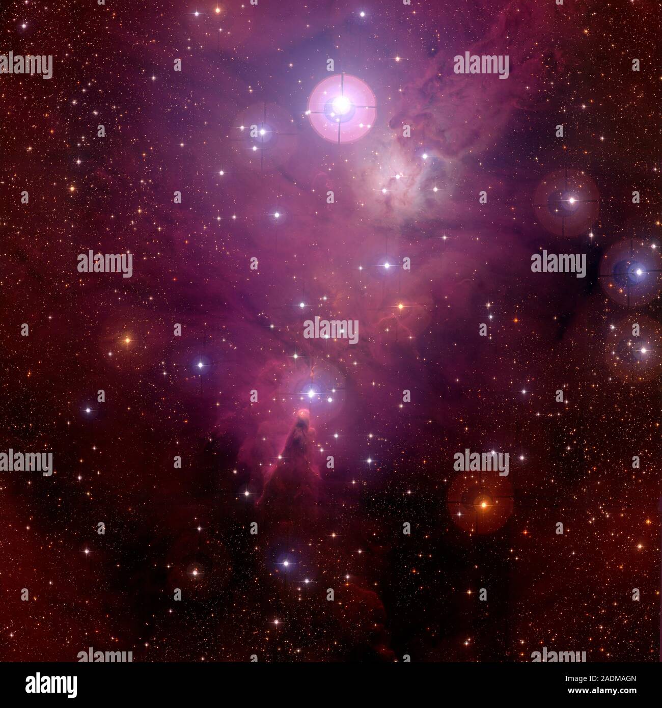 Cone nebula, optical image. The Cone is the dark triangular intrusion ...
