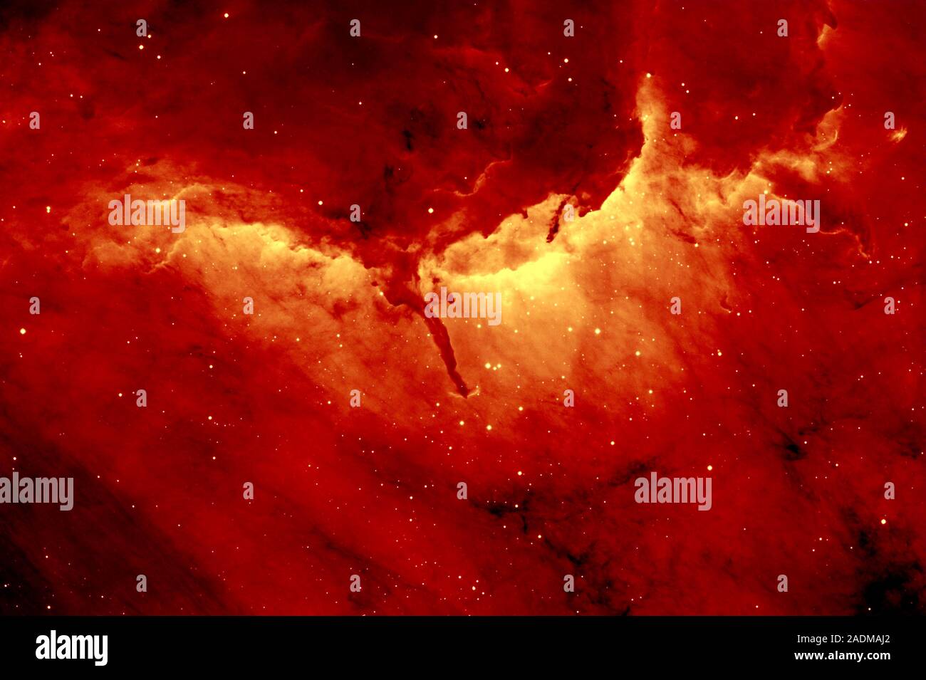 Pelican nebula (IC 5067) gas pillars, infrared image. Dark regions of ...