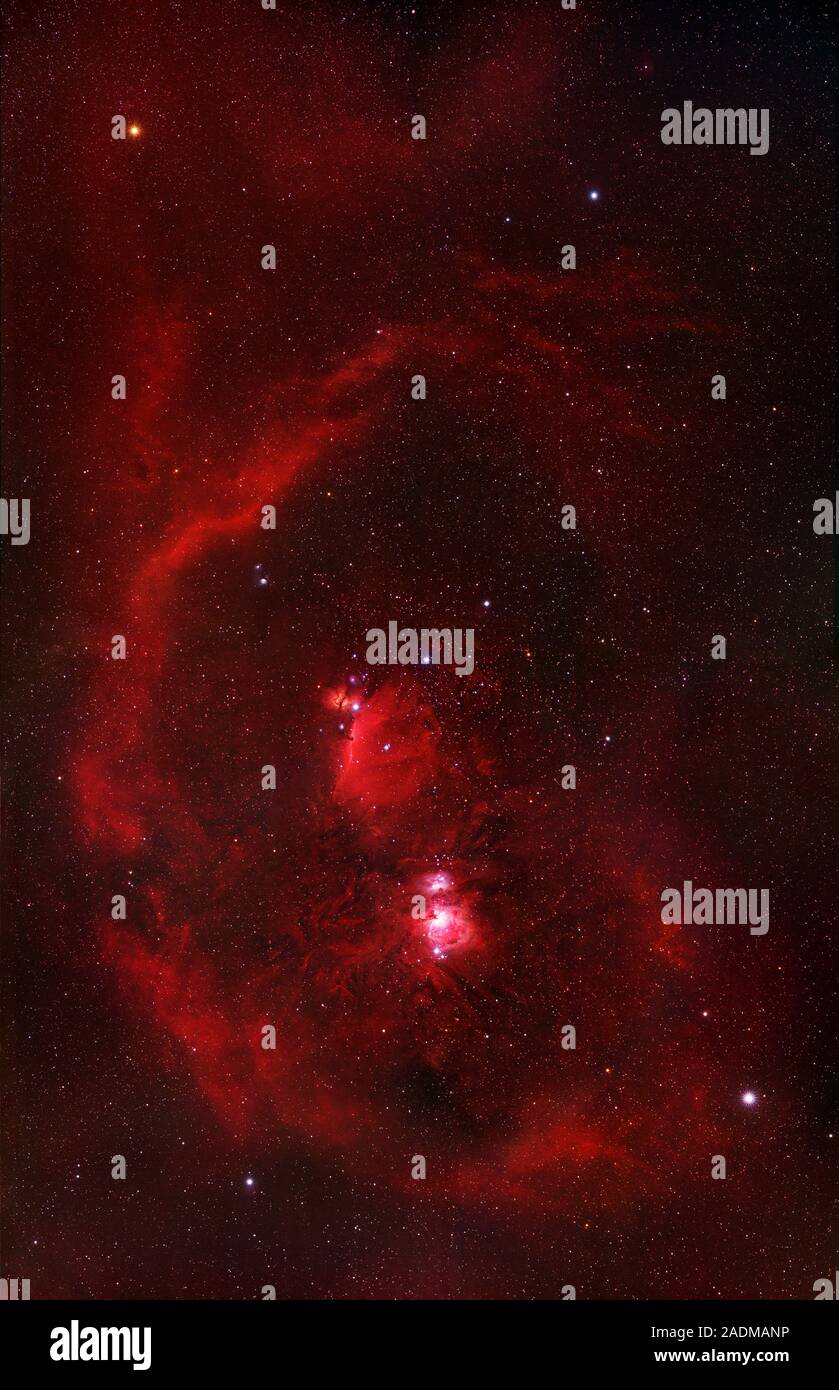 Nebulae in Orion, optical image. The image reveals the extent of the ...