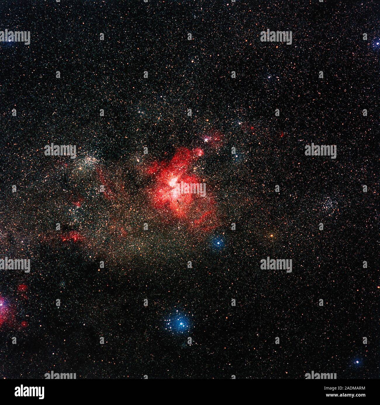 Eta Carinae Nebula. Optical image of the Eta Carinae Nebula (red) and ...