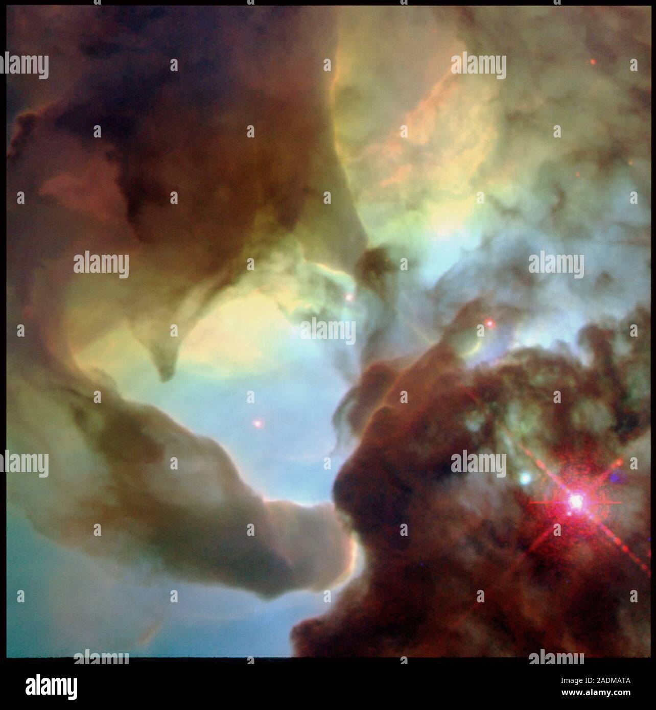 Lagoon Nebula. Optical image of tornado-like structures (upper centre ...