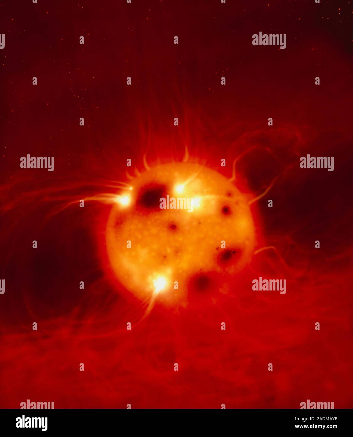 T Tauri star. Artwork of a type of young cool star known as a T Tauri ...
