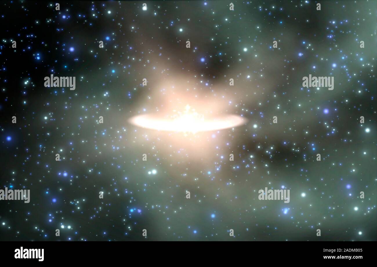 Star formation. Image 2 of 2. Artwork of the first ignition of a new ...