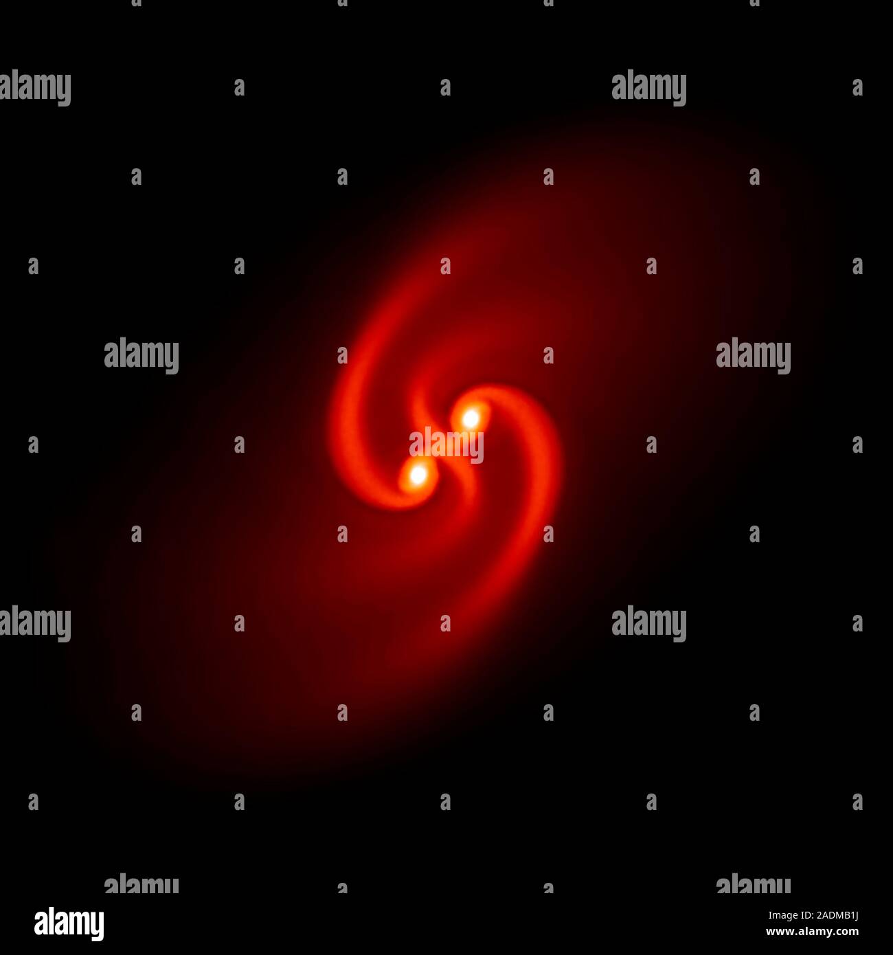 Binary star formation. Image 2 of 6. Supercomputer simulation of a pair ...
