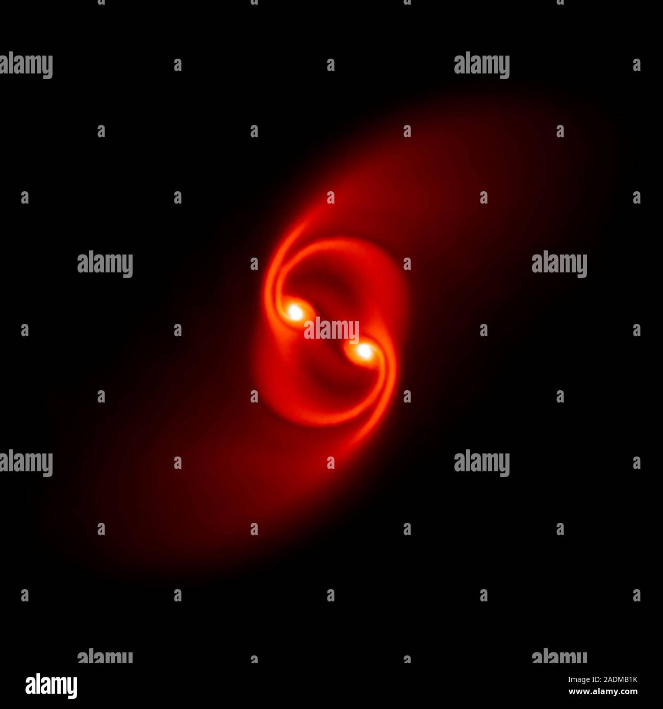 Binary star formation. Image 3 of 6. Supercomputer simulation of a pair ...