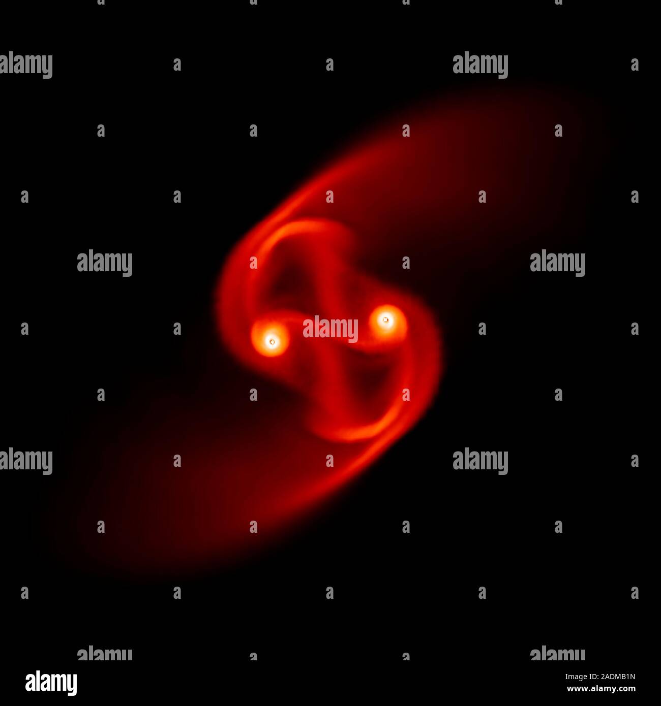 Binary star formation. Image 4 of 6. Supercomputer simulation of a pair ...