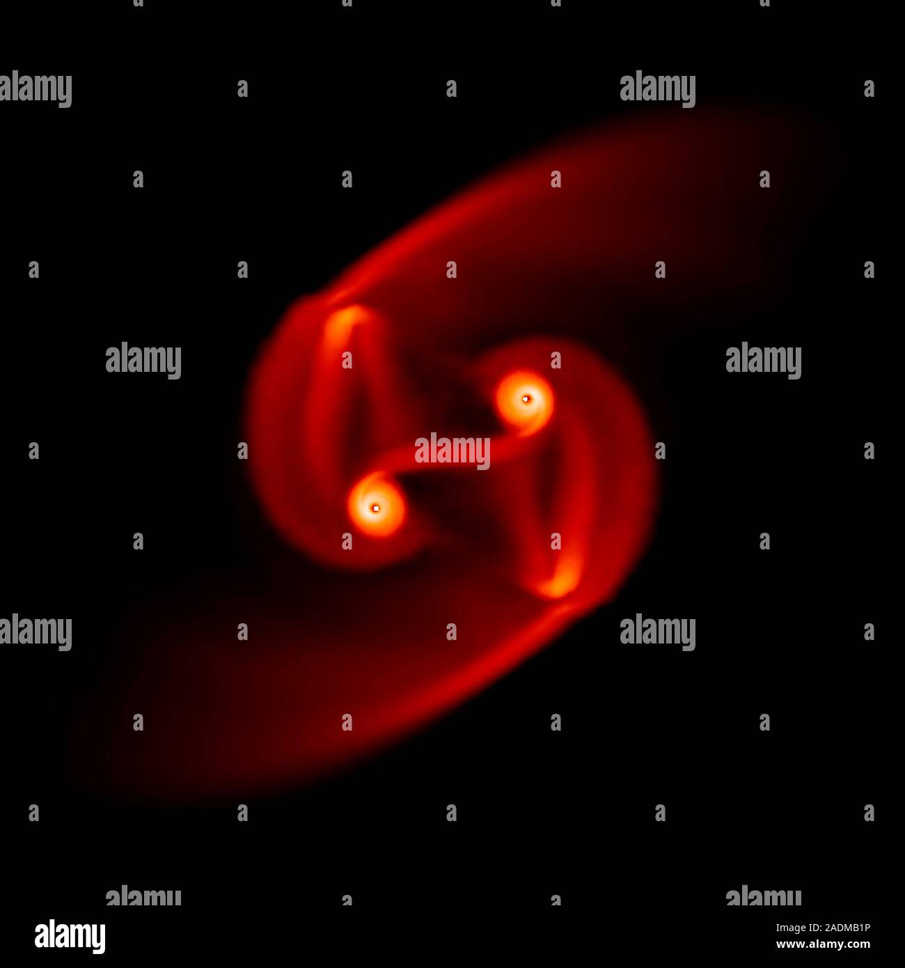 Binary star formation. Image 5 of 6. Supercomputer simulation of a pair ...