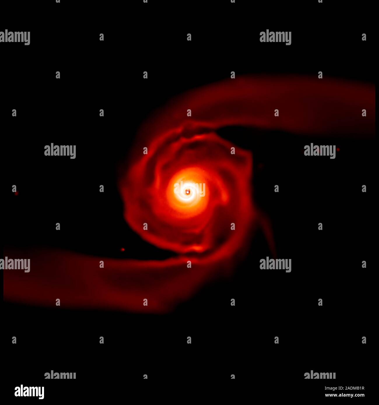Star formation. Supercomputer simulation of an embryonic star (centre ...