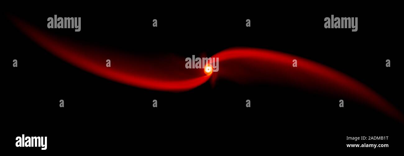 Star formation. Supercomputer simulation of an embryonic star (centre ...