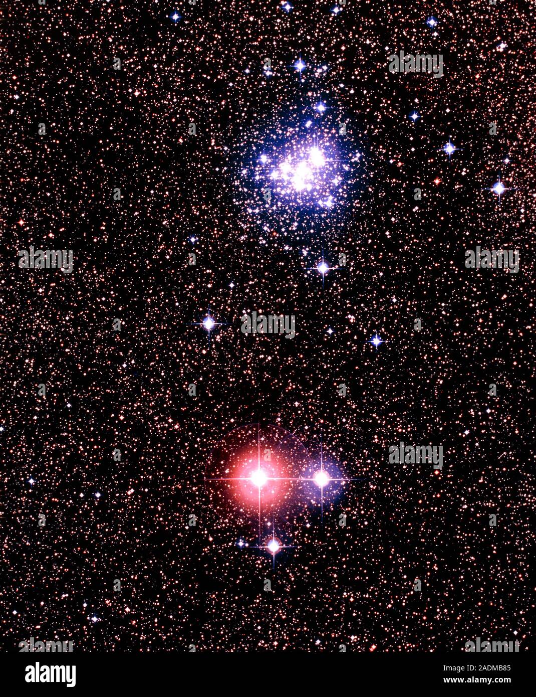 Star cluster NGC 6231. True-colour optical image of the open star cluster NGC 6231 (upper centre ...