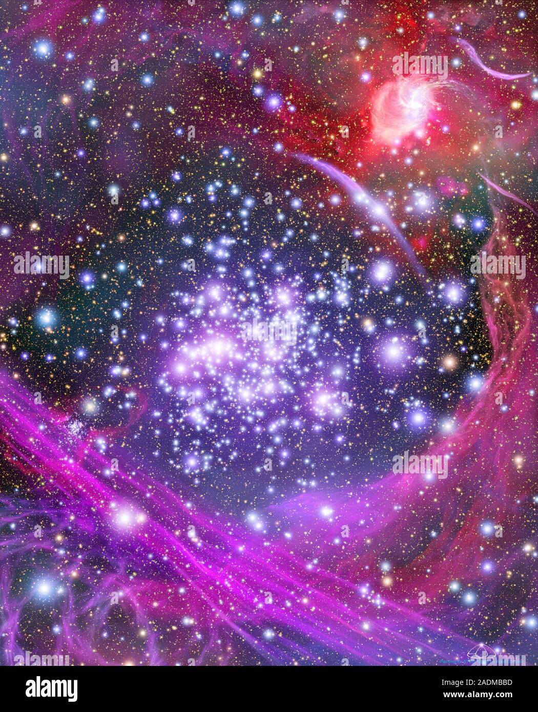 Arches supermassive star cluster, artwork. This star cluster contains ...