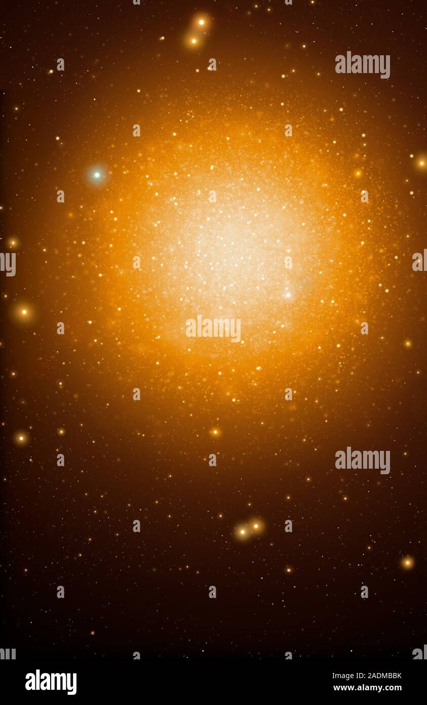 Globular star cluster. Artwork of a dense ball of stars forming a ...