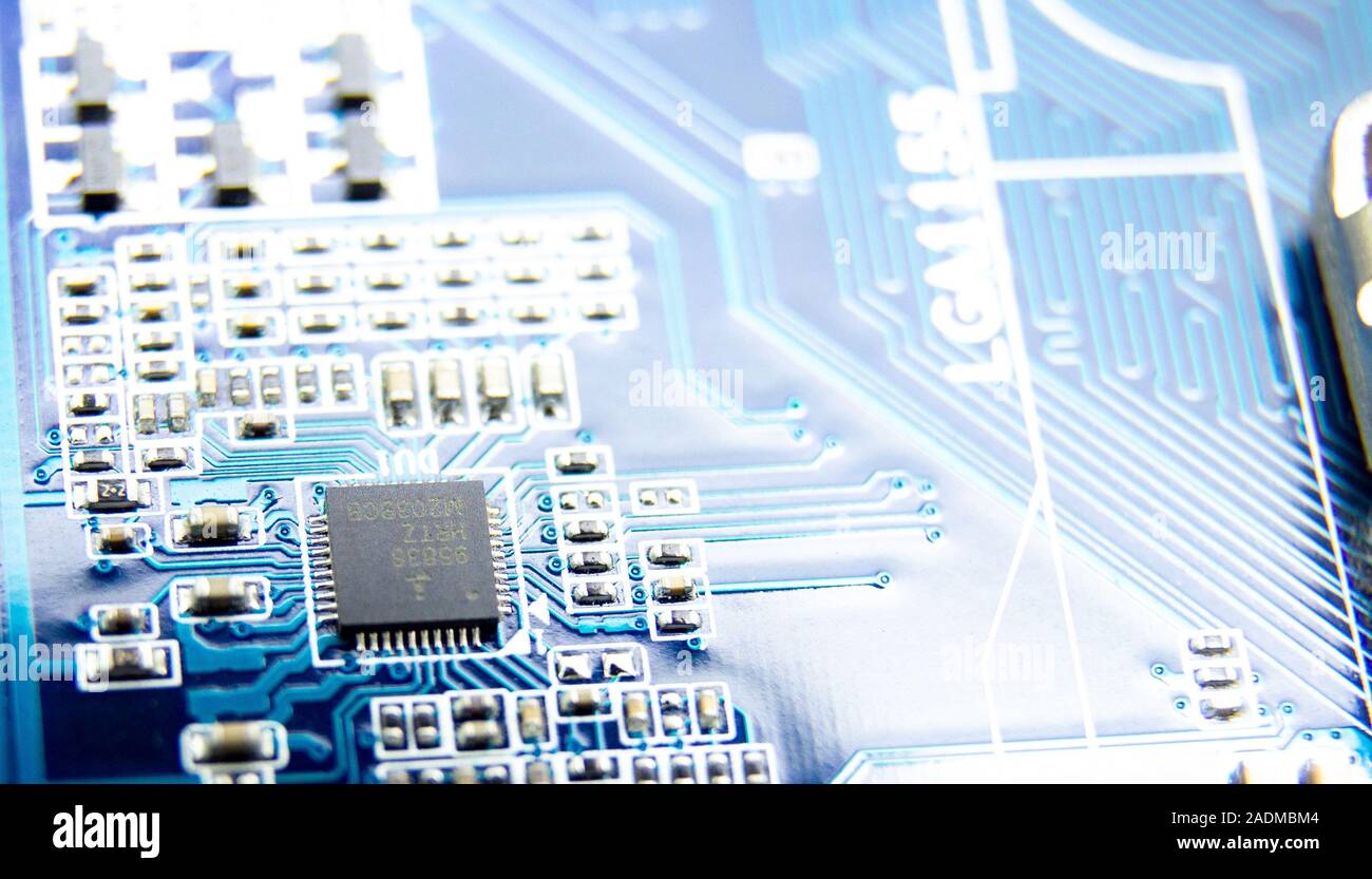 Modern printed circuit board, electronic circuit board, textolite ...