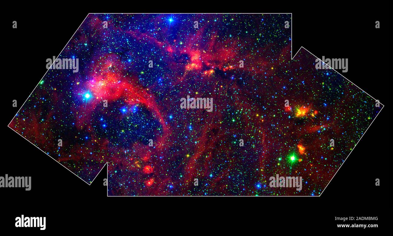 Massive stars forming in nebula DR21, Spitzer Space Telescope image ...
