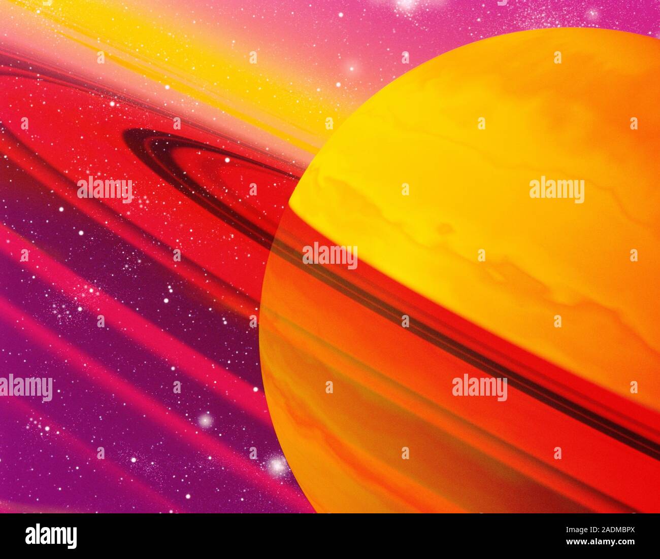 Saturn-like planet. Computer-artist's impression of part of a Saturn ...