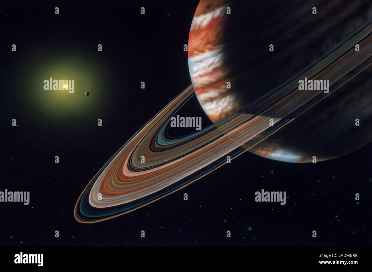 Upsilon Andromedae planetary system. Artwork of the extrasolar ...