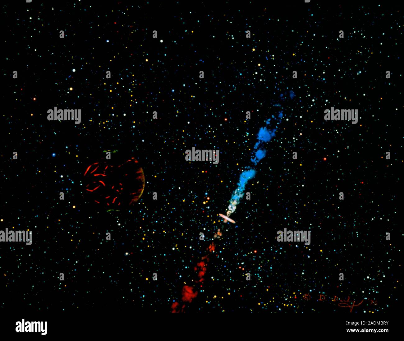 Pulsar planet. Artwork of a planet orbiting the pulsar PSR 1257+12 ...