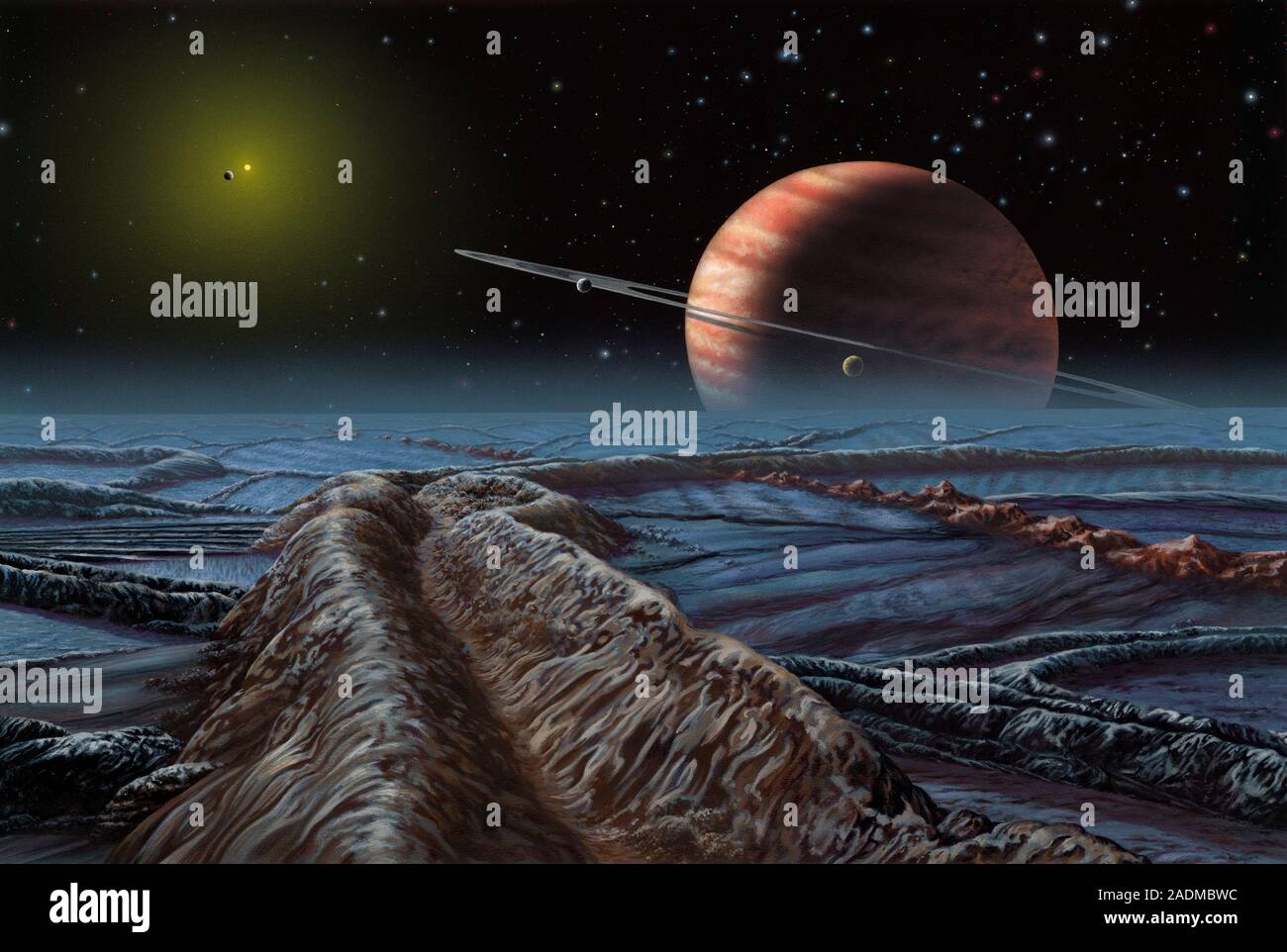 Alien planet. Artwork of the surface of a hypothetical moon of an ...