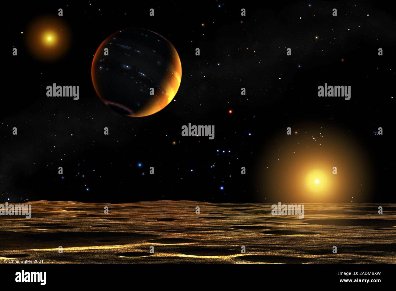 70 Ophiuchi planet. Computer artwork of a hypothetical gas giant planet ...