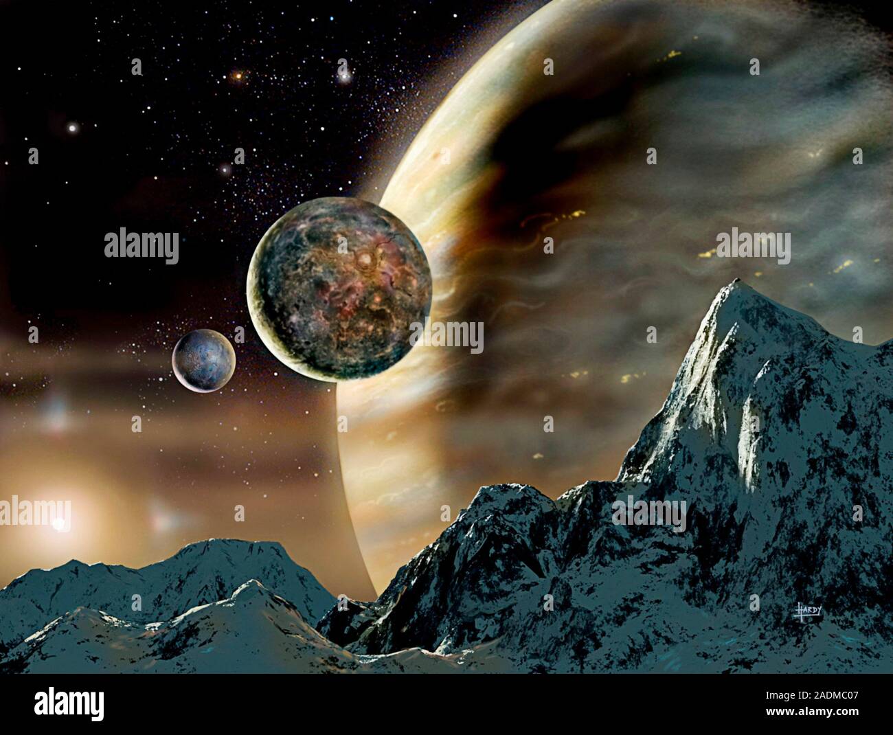 Alien planet. Artwork of the gas giant planet orbiting the star HD ...