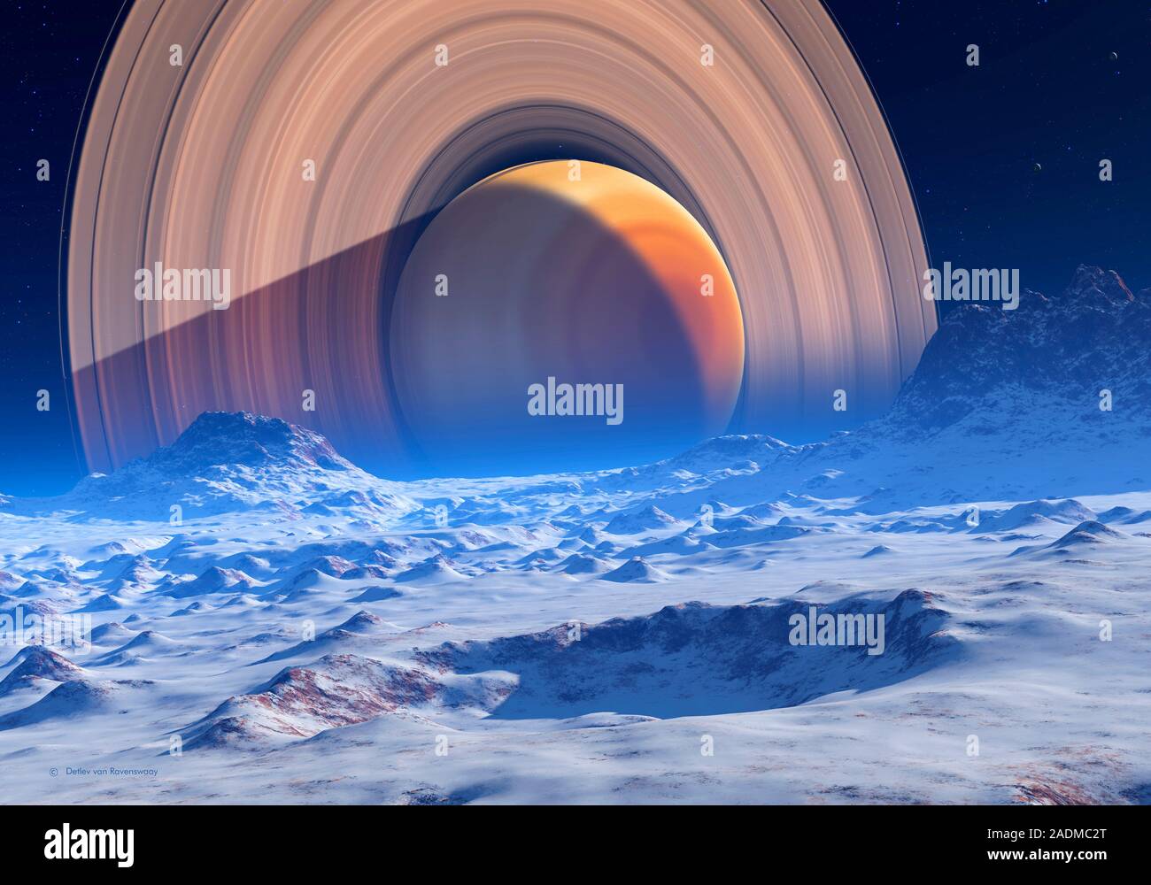 Extrasolar planet. Artwork of an extrasolar ringed gas giant planet ...