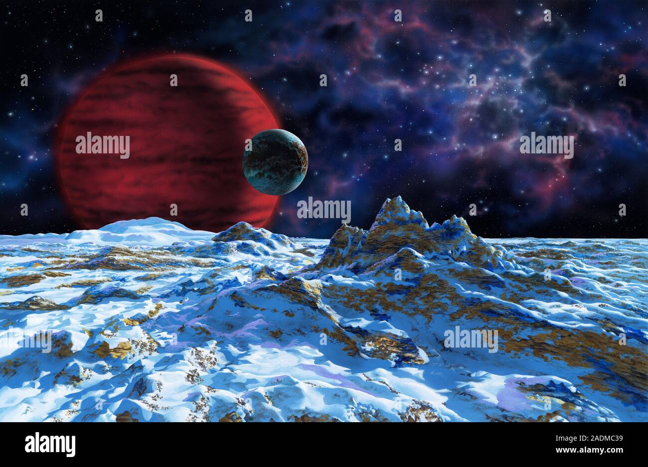 Extrasolar planet. Artwork of a hypothetical extrasolar planet and ...