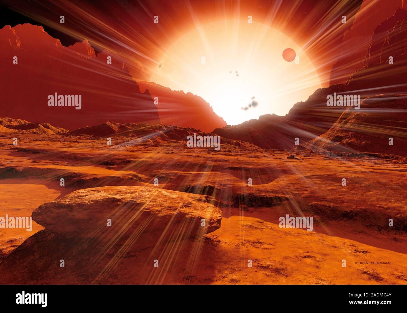 Proxima Centauri planet. Artwork of radiation emanating from the red ...