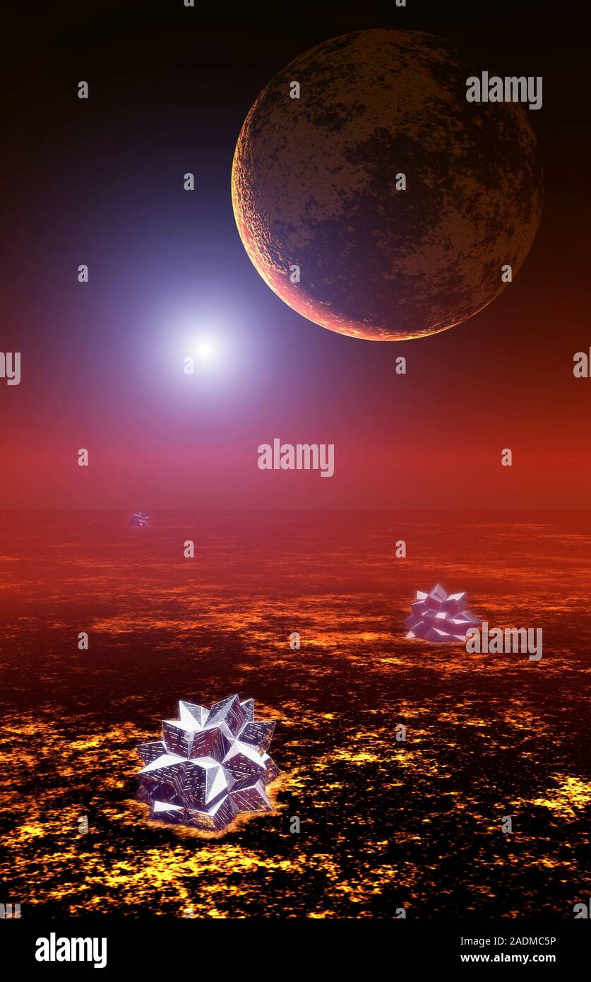 Early Earth-like planet. Computer artwork of an alien (extrasolar ...