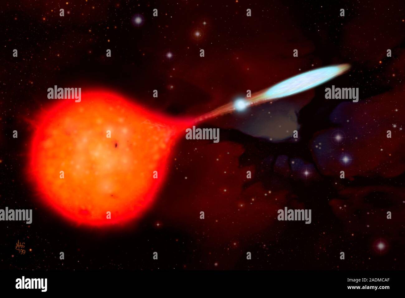 Cataclysmic variable binary star. Computer illustration of a ... Cataclysmic variable binary star. Computer illustration of a ...