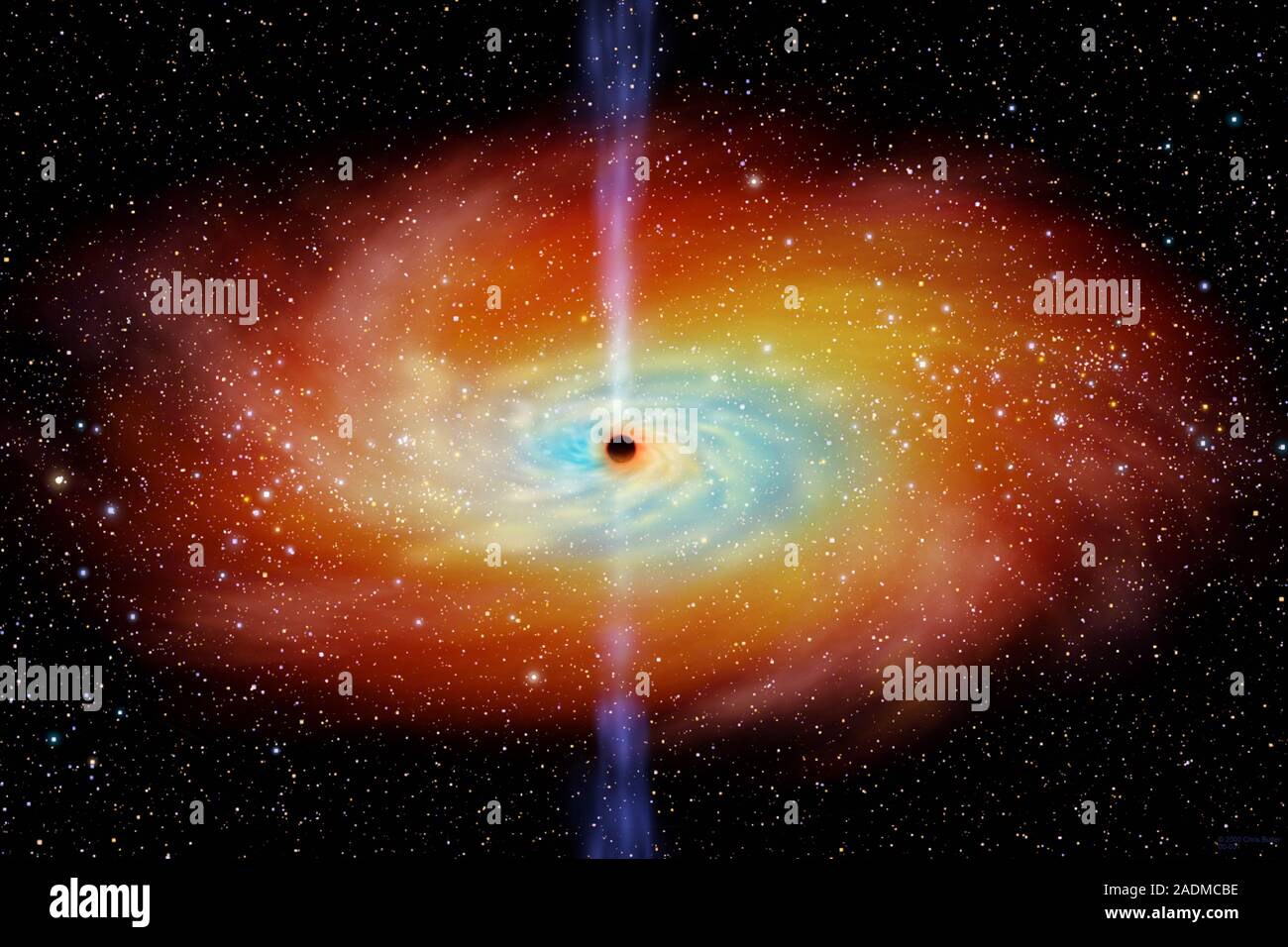 Black hole. Computer artwork of a black hole and a surrounding ...