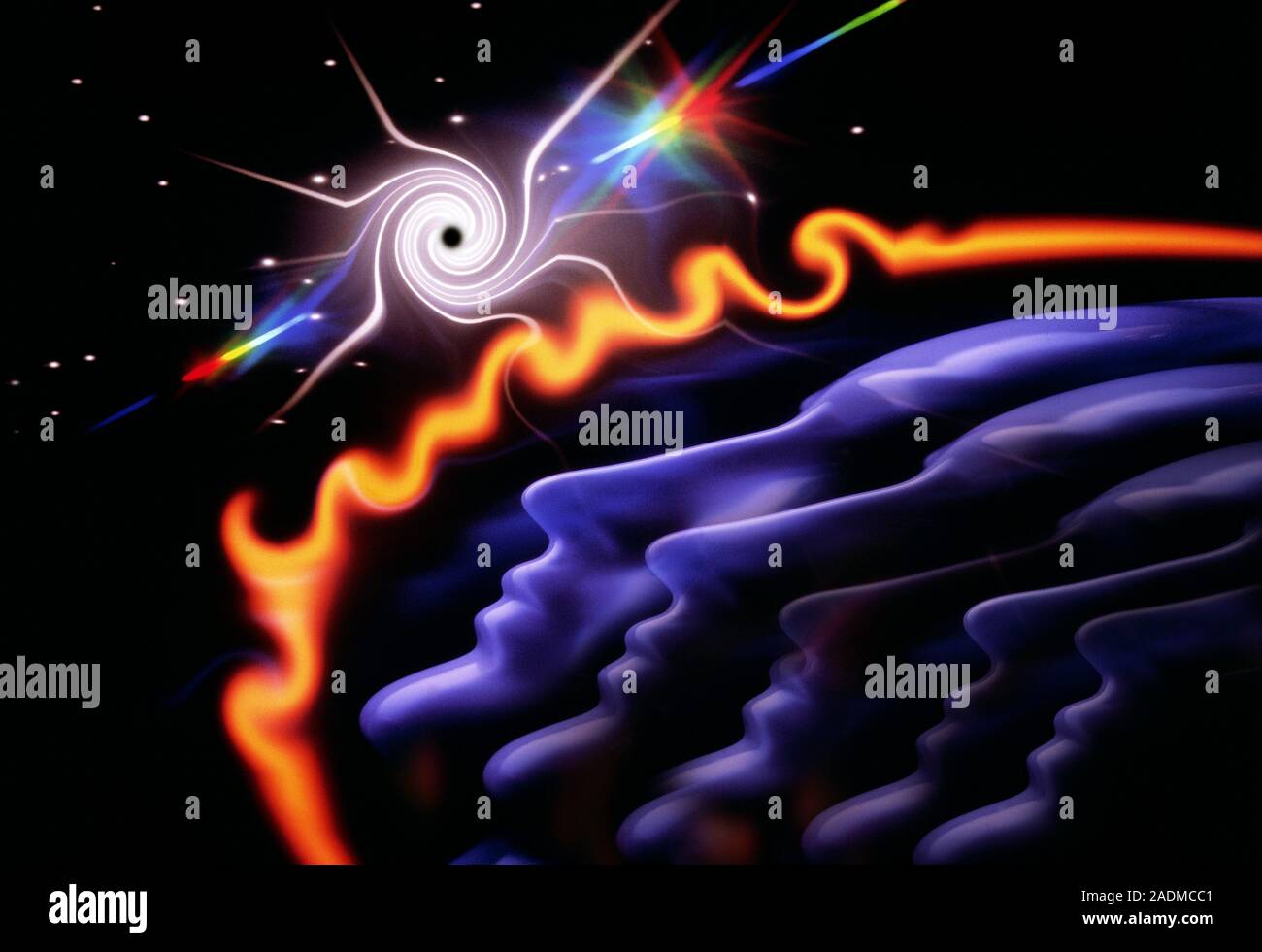 Black hole event horizon. Conceptual computer artwork illustrating the ...