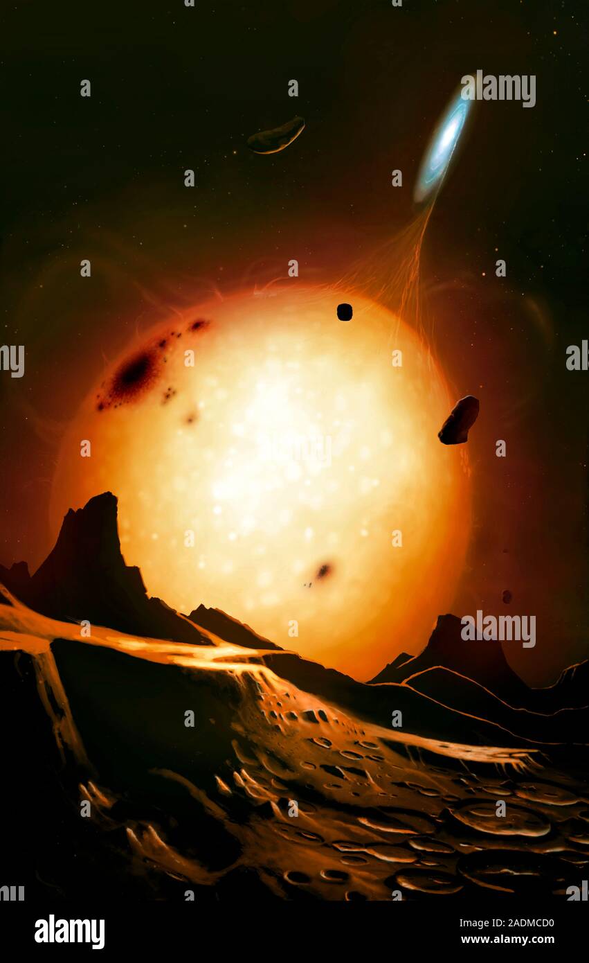 X-ray binary. Computer artwork of an X-ray binary star system, seen ...