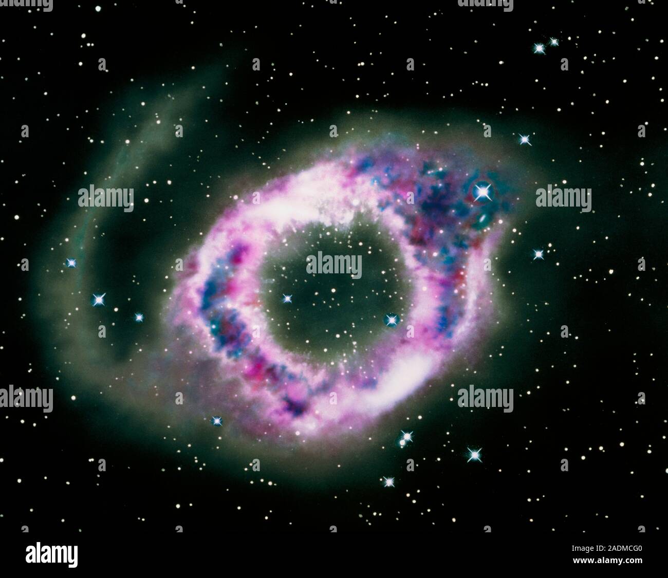 Helix Nebula. Optical photograph of the Helix Nebula (NGC 7293), a ...