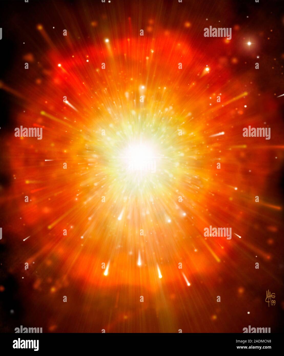 Supernova. Computer illustration of a star exploding as a supernova. A ...