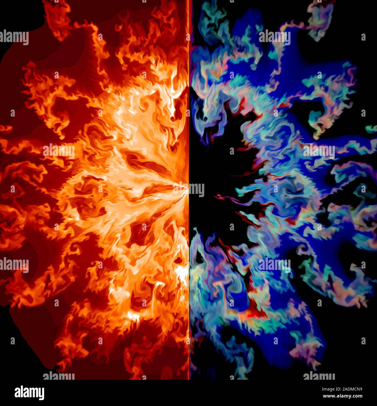 Supernova explosion. Computer simulation of a 15 solar mass star ...
