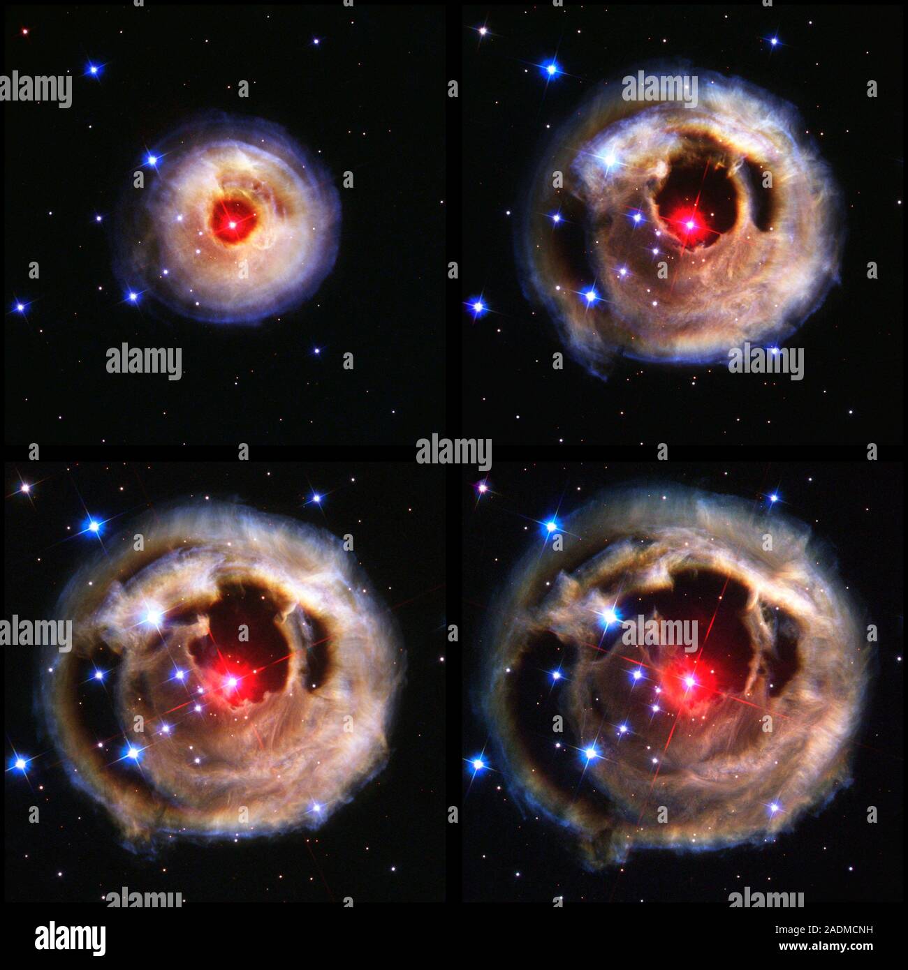 Light echoes from an exploding star. Sequence of four Hubble Space ...