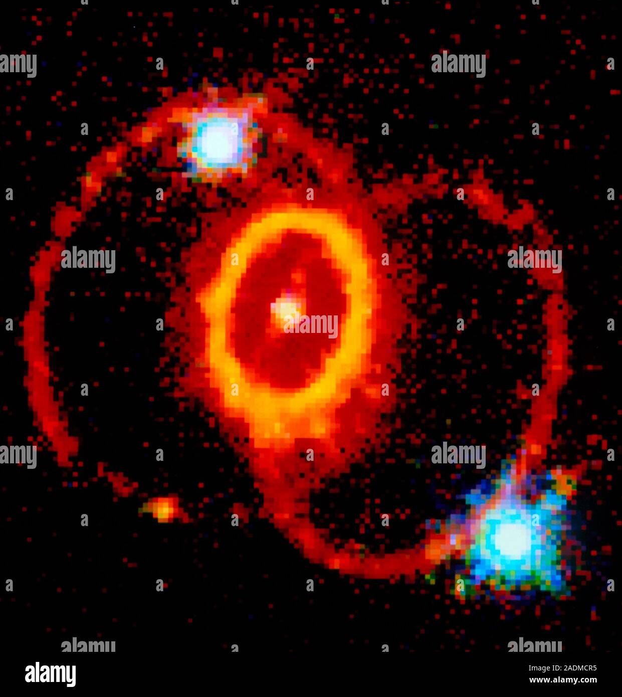 Unusual ring structure around SN1987A. False- colour optical image of ...
