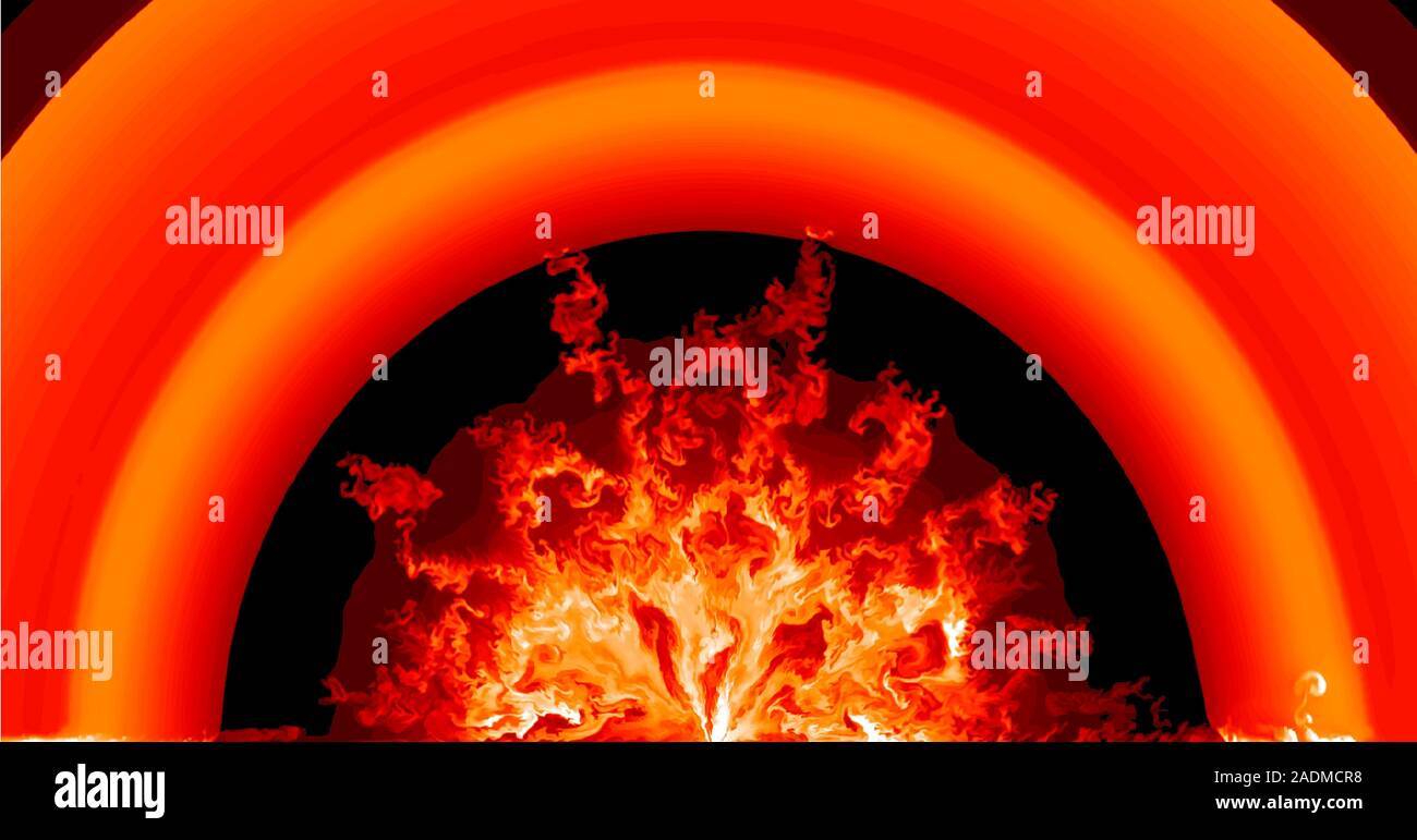 Supernova 1987a explosion (image 2 of 5). Computer simulation of a star ...