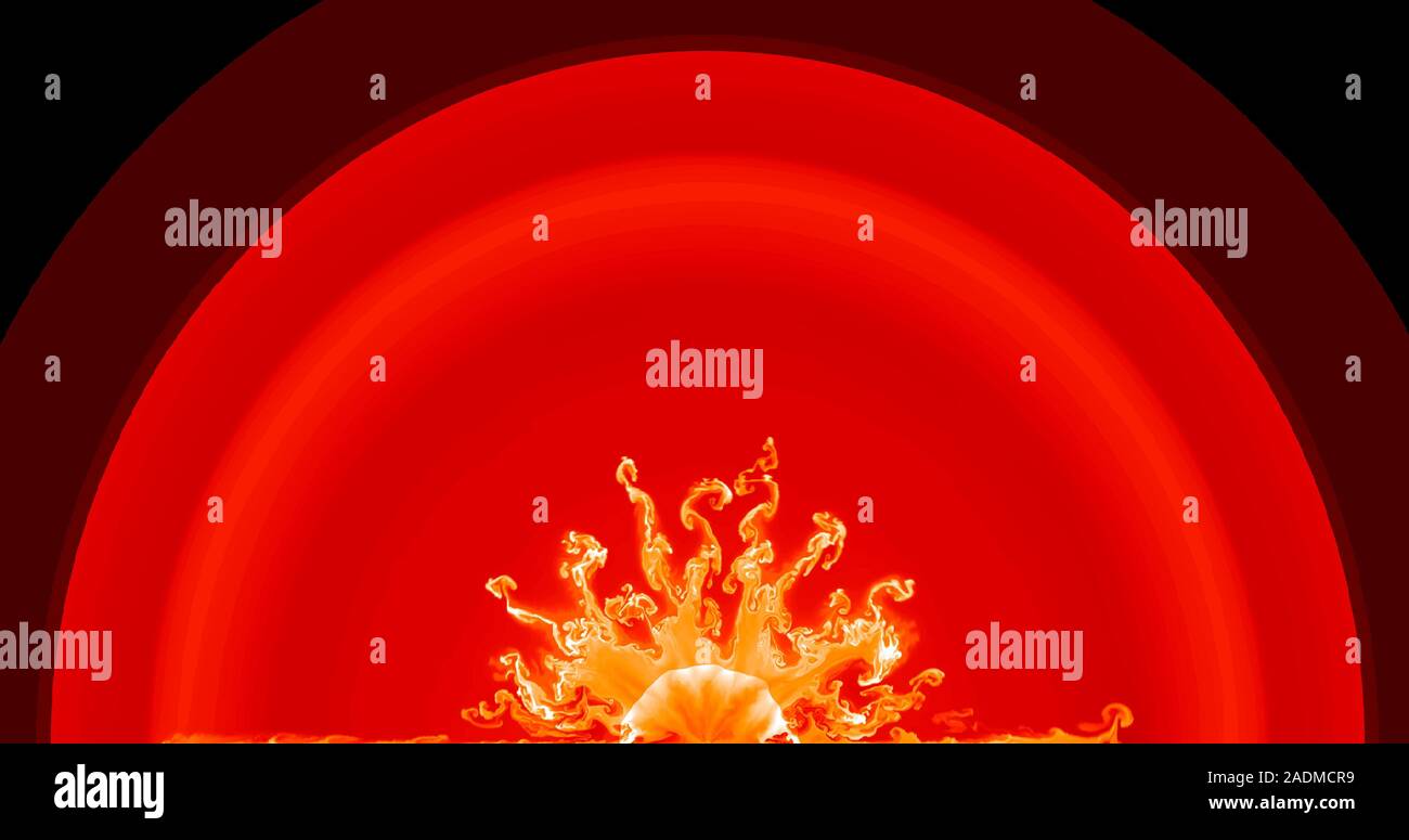 Supernova 1987a explosion (image 1 of 5). Computer simulation of a star ...