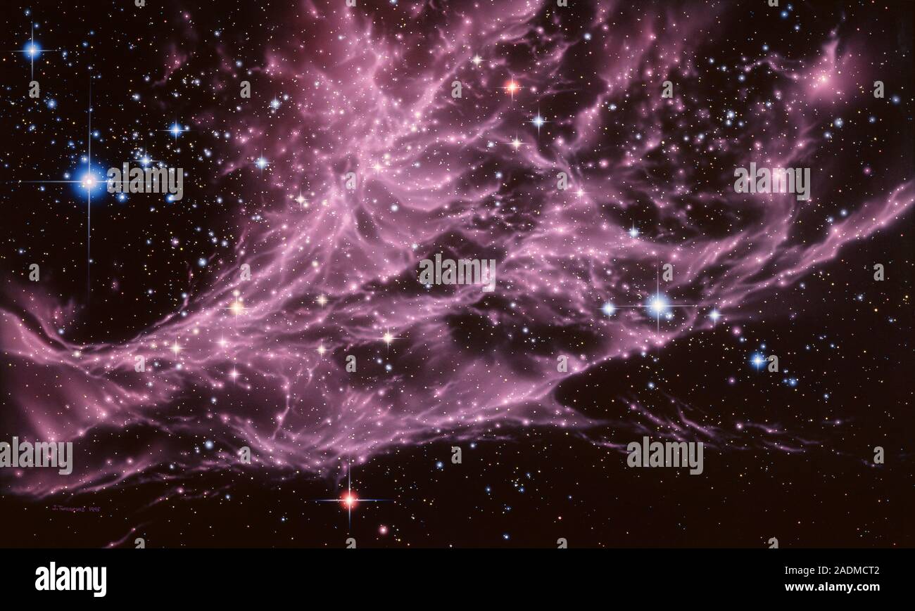 Supernova remnant. Artwork of the wisps of gas of a supernova remnant ...