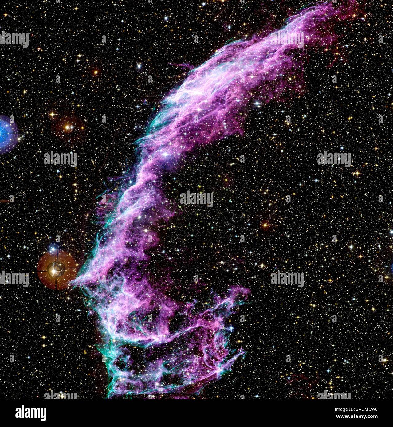 Veil nebula supernova remnant, NGC 6992 (optical image). This is the ...