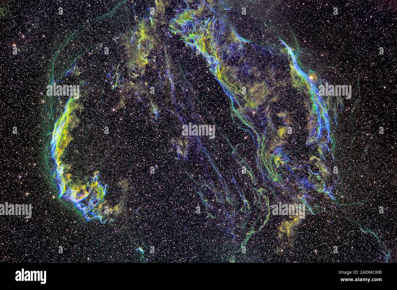 Cygnus Loop supernova remnant, optical image. This is a series of ...
