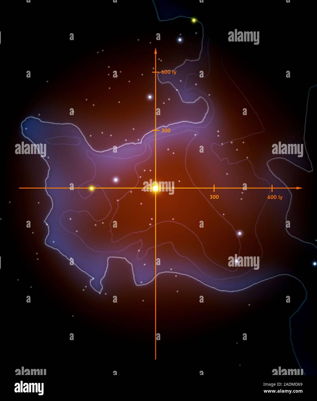 Local bubble housing our solar system. Computer artwork of the local ...