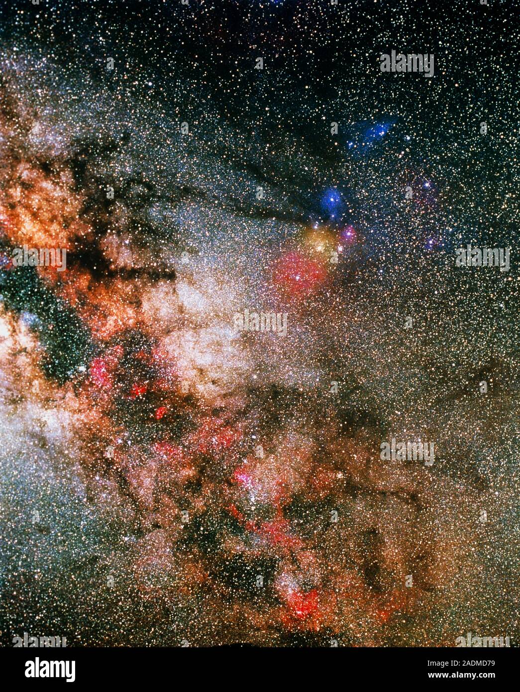 Central Milky Way. Optical image of star clouds and nebulae around the ...