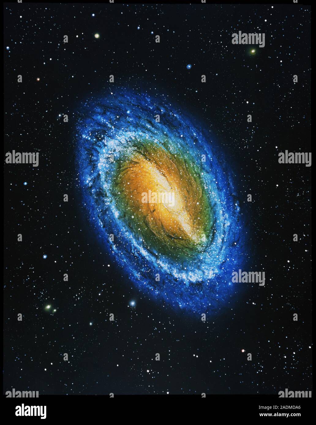 Barred spiral galaxy. Artist's impression of a barred spiral galaxy ...