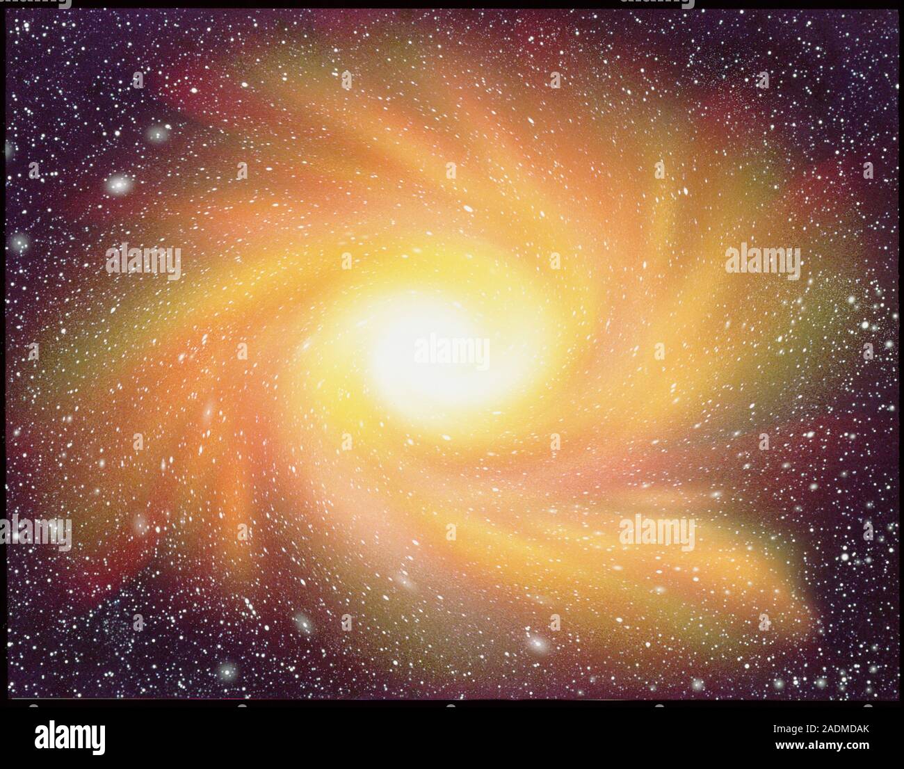 Spiral galaxy. Computer artwork of a spiral galaxy showing the spiral ...