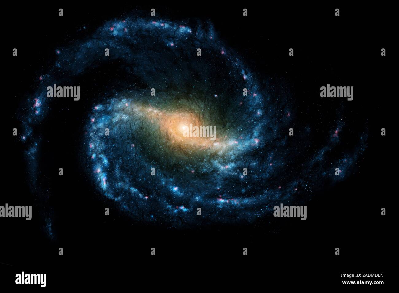 Barred spiral galaxy NGC 1300, computer artwork. This galaxy lies ...