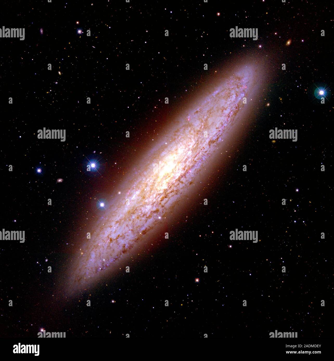 Spiral galaxy NGC 253. Optical image of the spiral galaxy NGC 253, also known as the Silver Coin ...